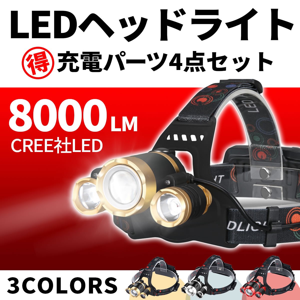 LEDヘッドライト 高輝度8000ルーメン/a0067 | GreedFactory