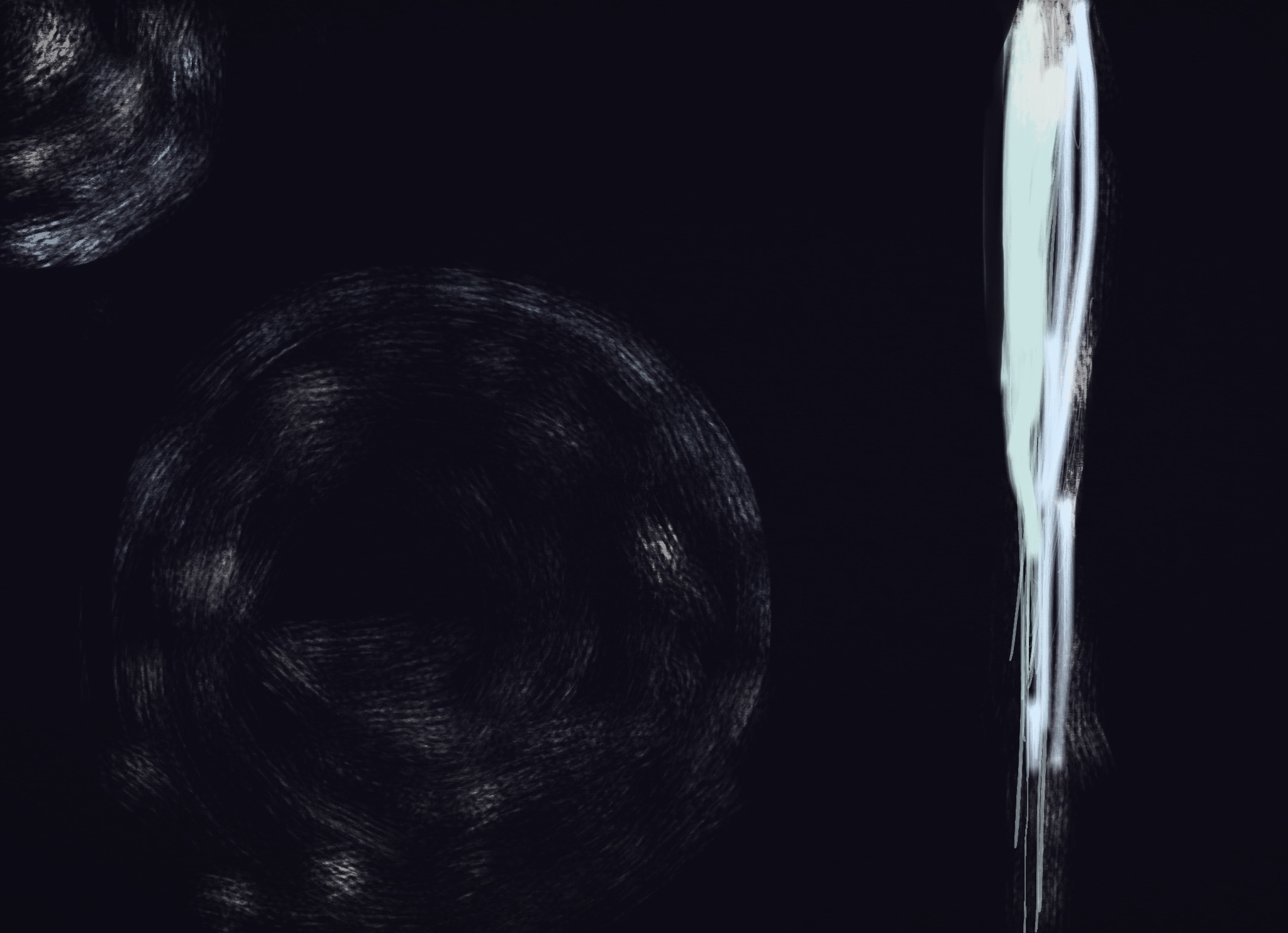 A dark scene, with so many slashes made from the back side 真っ暗闇の中にカッターで ...