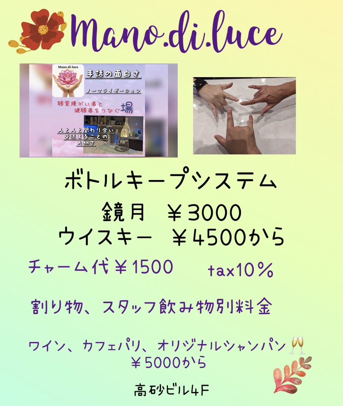 システム料金 | Mano di luce