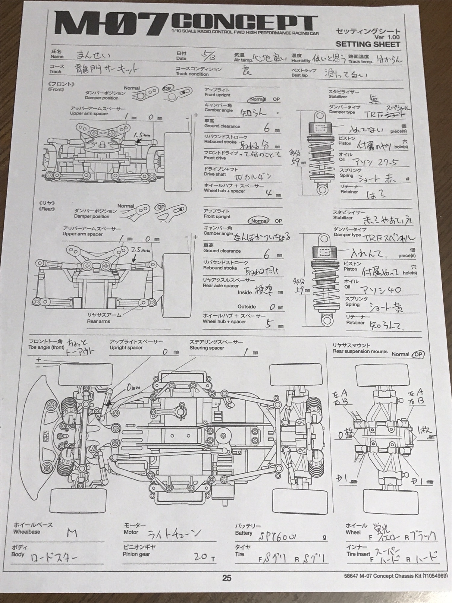 M07 セッティングシート | 続 まんせいの闇ぶろぐ