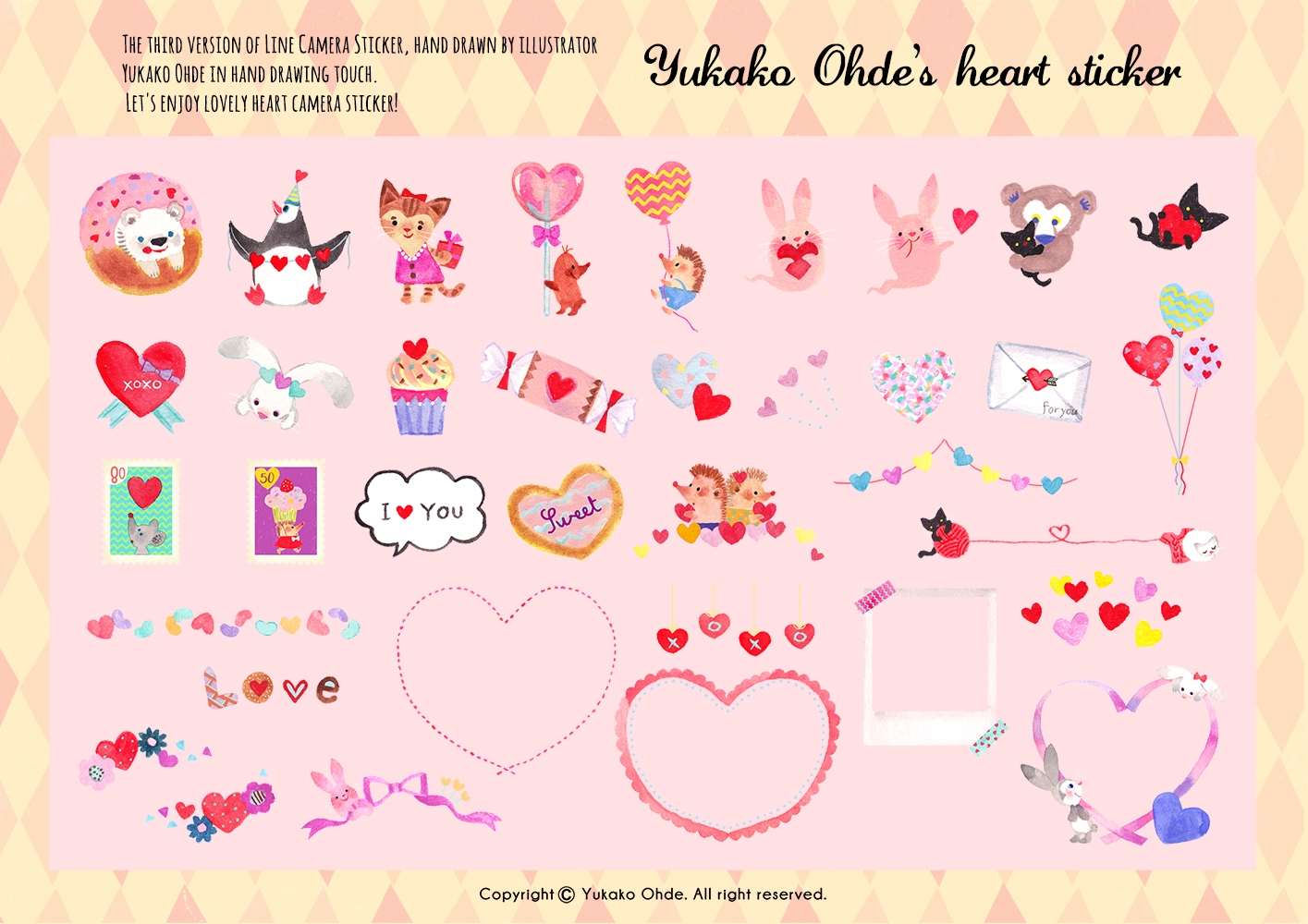 LINE Camera☆Yukako Ohde's heart sticker | Yukako Ohde