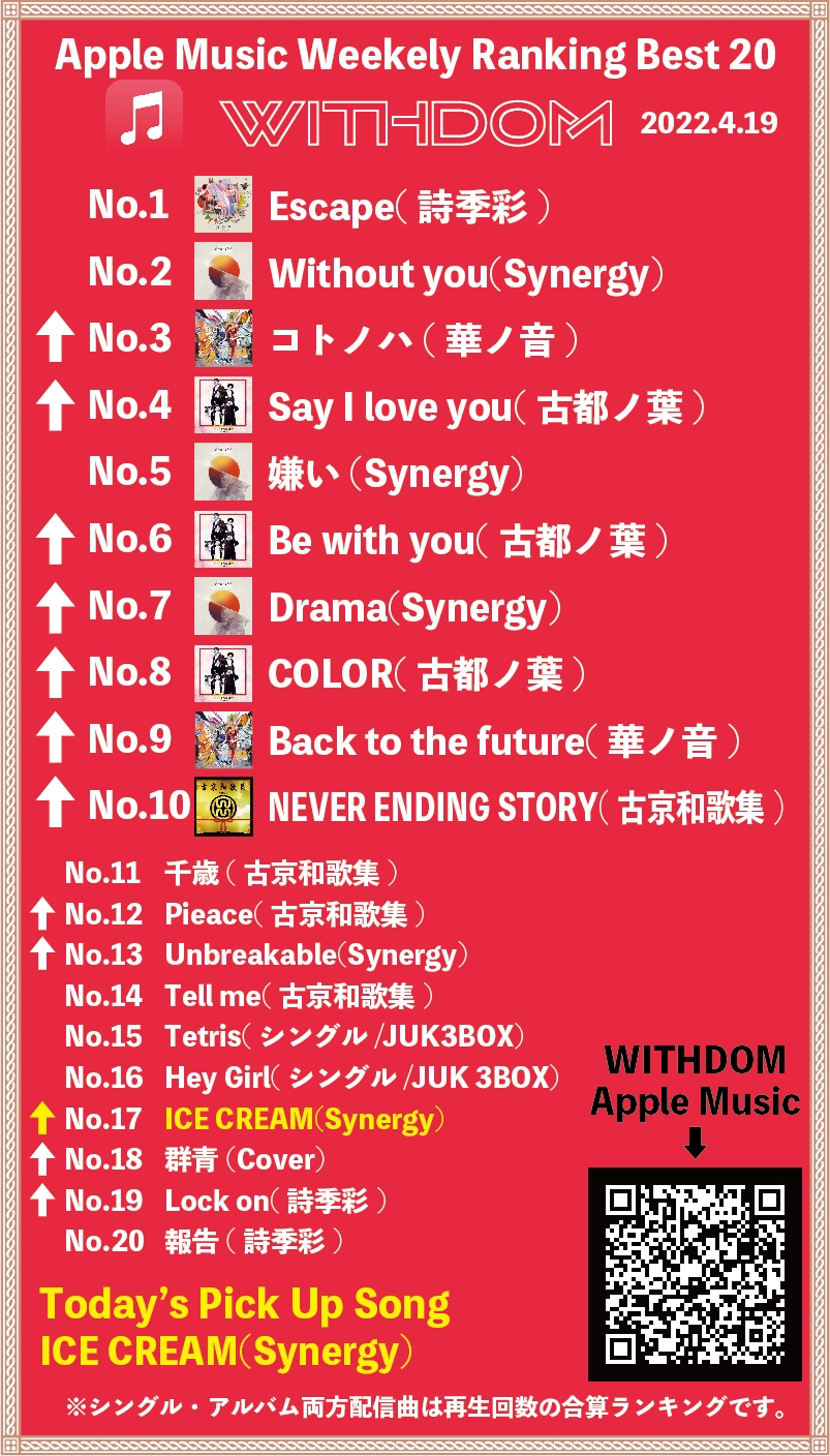 サブスク4/19 Weekly Ranking Playlist | WITHDOM Official Site