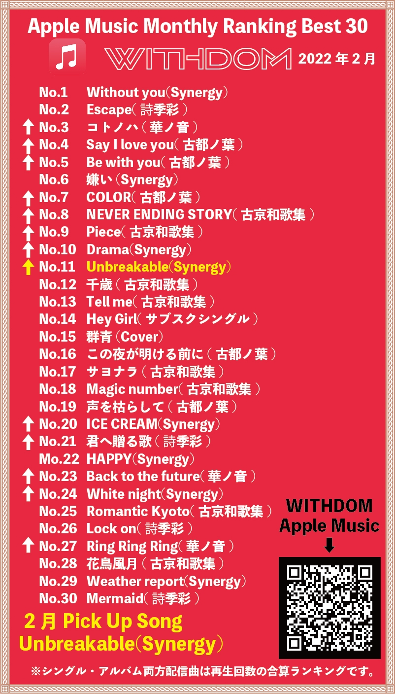 サブスクMonthly Ranking 2月🎵 | WITHDOM Official Site
